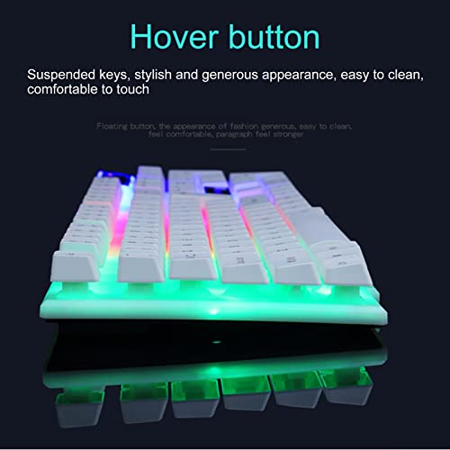 areclern Gaming Keyboard and Mouse 104 Keys Waterproof Ergonomic Keyboard with 3D Anti-Slip Roller RGB Backlight Wired Keyboard for Home Black