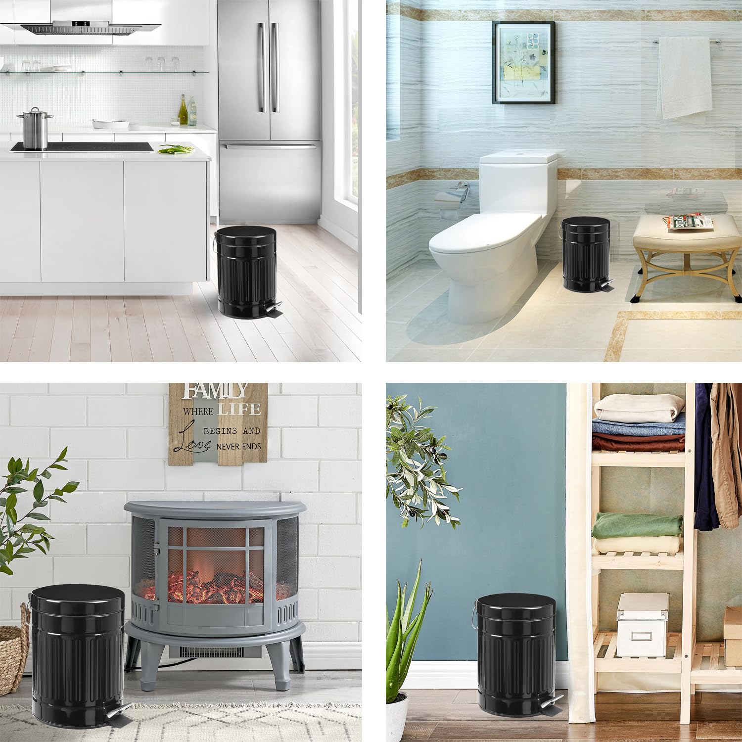 OCTMUSTARD Round Step Pet Trash with Lid,Mini Metal Pedal Bin,Small Garbage Can Wastebasket for Home,Car or Office
