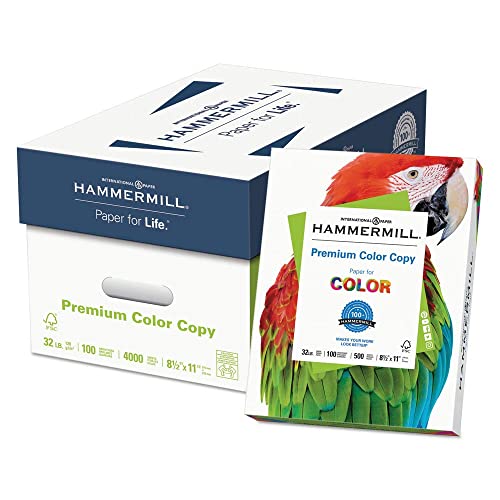 Hammermill 10263-0 PREMIUM COLOR COPY PAPER, 100 BRIGHT, 32LB, LETTER, PHOTO WHITE (500-Sheets/Ream)