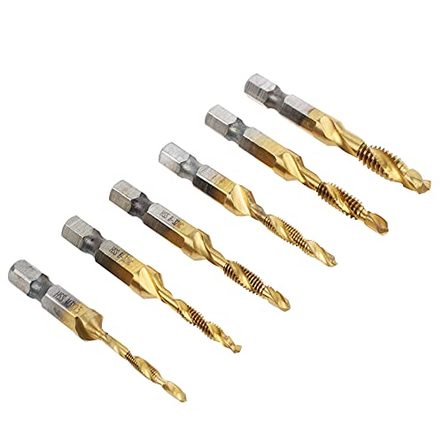 AUTOTOOLHOME Titanium Combination Drill Tap Bit Set 13PCS SAE and Metric Tap Bits Kit for Screw Thread Drilling Tapping Deburring Countersinking