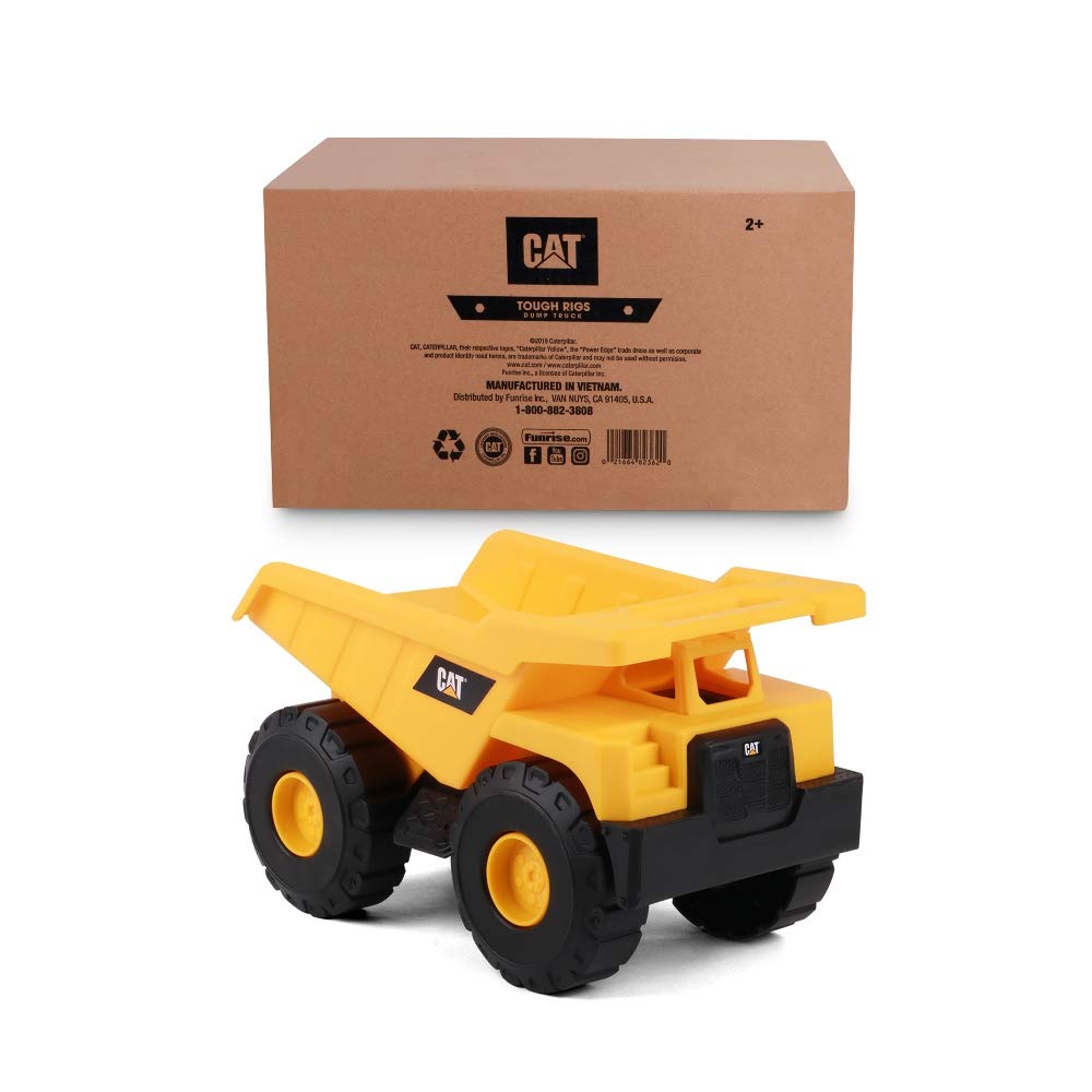 CAT Construction Toys, 15" Dump Truck Toy, Ages 2+, Sturdy Plastic, No Batteries Required, CAT Construction Tough Rigs Series