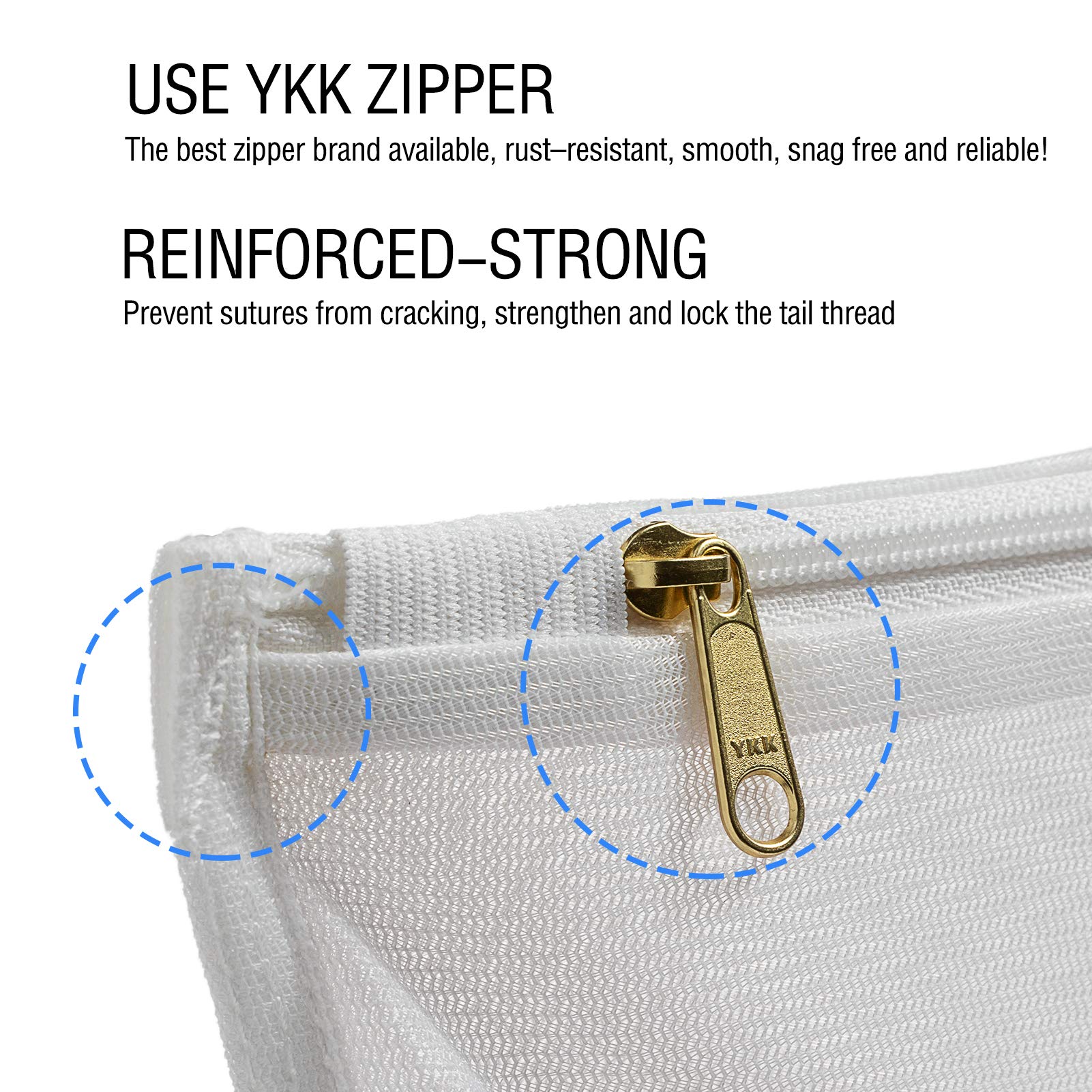 MIFNRO Large Capacity Sock Laundry Bag With Wire Construction Opening Use YKK Zipper Tote Bag Bathroom Hanging Suitable For Underwear, Socks Fine Mesh Laundry Bag 1 Blue