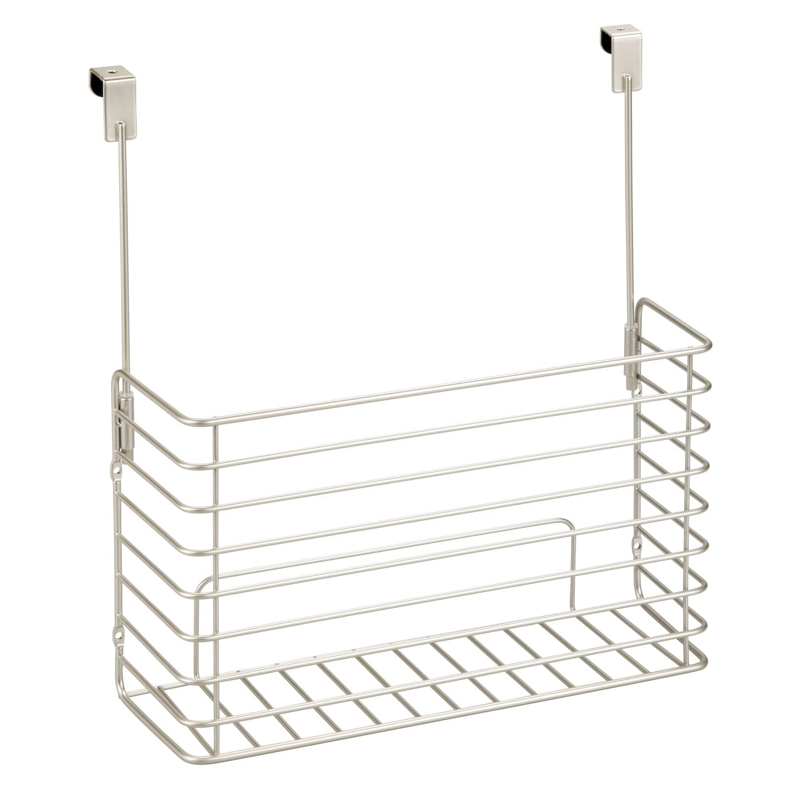 mDesign Metal Wire Kitchen Bakeware Organizer Basket - Hang Over Cabinet Door - Storage for Baking Sheets, Cupcake Tins, Cutting Boards, Foil, or Plastic Wrap - Concerto Collection - Matte Satin