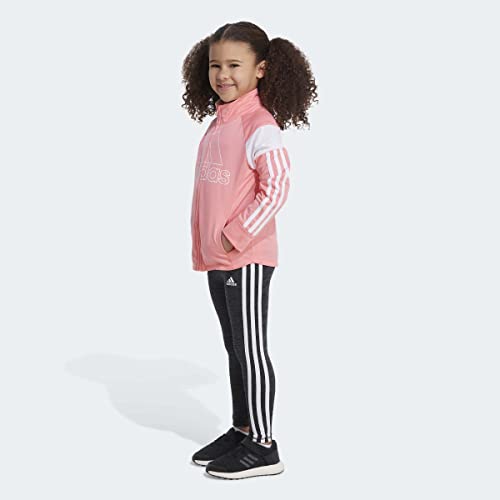 adidas Girls 2 Piece Tricot Jacket & Tight Set, Acid Red, 6X