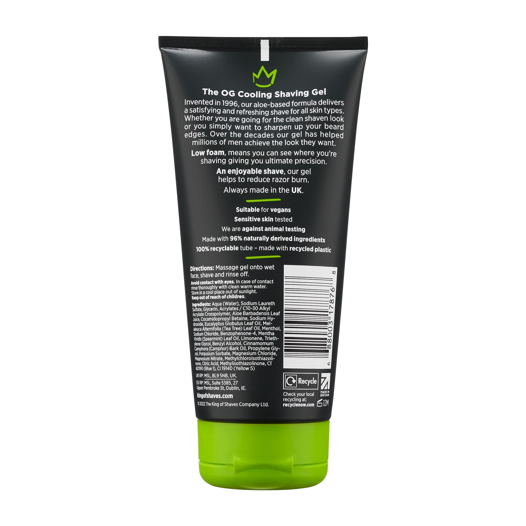 King of Shaves Cooling shave gel Aloe+Tea tree 2x175ml