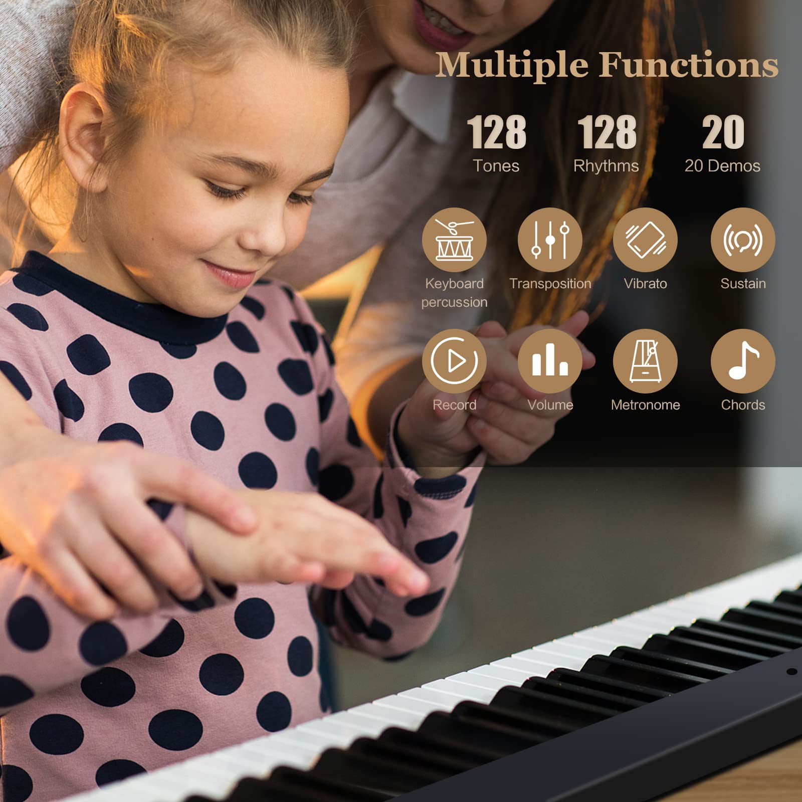 Costzon 88-Key Foldable Digital Piano Keyboard, Full Size Semi-Weighted Keyboard, Portable Electric Piano w/MIDI, Split Function, Sustain Pedal & Carrying Bag for Beginner (Black)