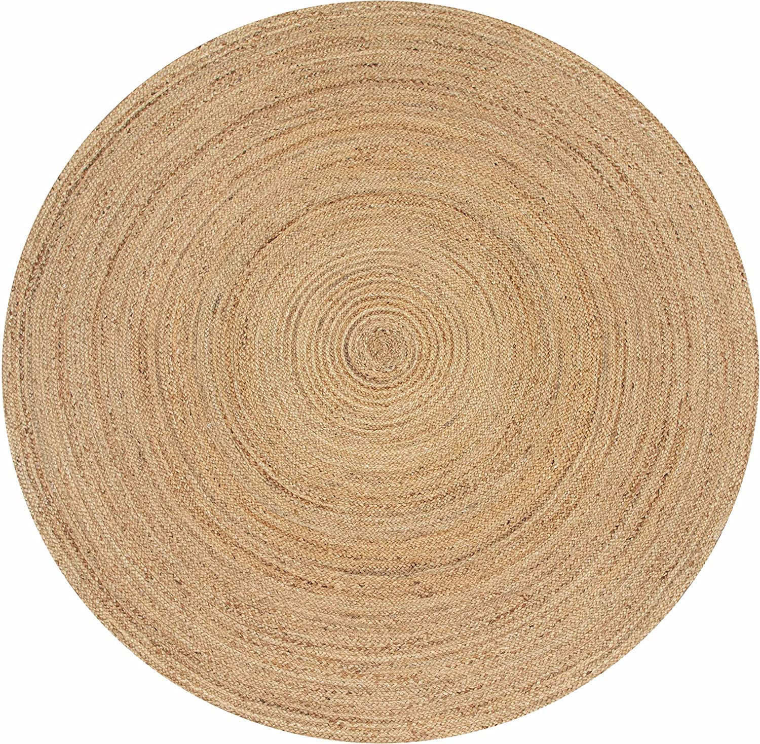 EXPORT PROFILE Handmade Reversible Round Area Rug, 2 Feet Natural Jute, Rustic Charm Home Decor for Kitchen Living Room