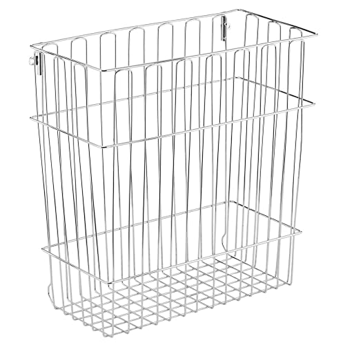 mDesign Metal Wall Mount Kitchen Storage Organizer Basket Bin/Trash Can - For Bags, Tin Foil, Wax Paper, Saran Wrap - Hardware Included - Solid Steel - Chrome