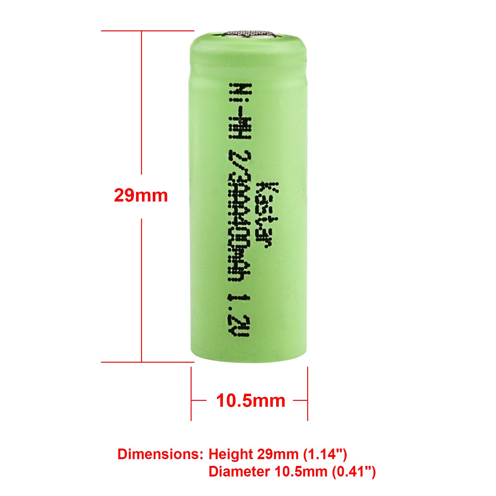 Kastar Rechargeable Ni-MH Battery 2/3AAA 1.2V 400mAh Flat Top Replacement For Solar Light, Solar Flowers, Remote Control, Garden Light [10Pcs]
