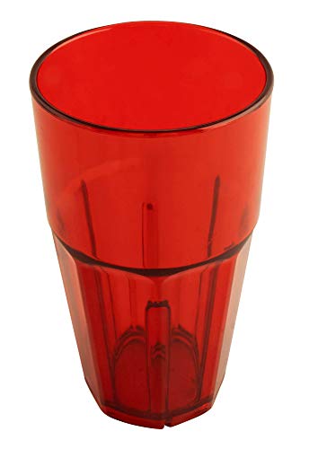 G.E.T. 9916-1-R-EC Heavy-Duty Shatterproof Faceted Plastic Tumbler, 16 Ounce, Red (Set of 4)