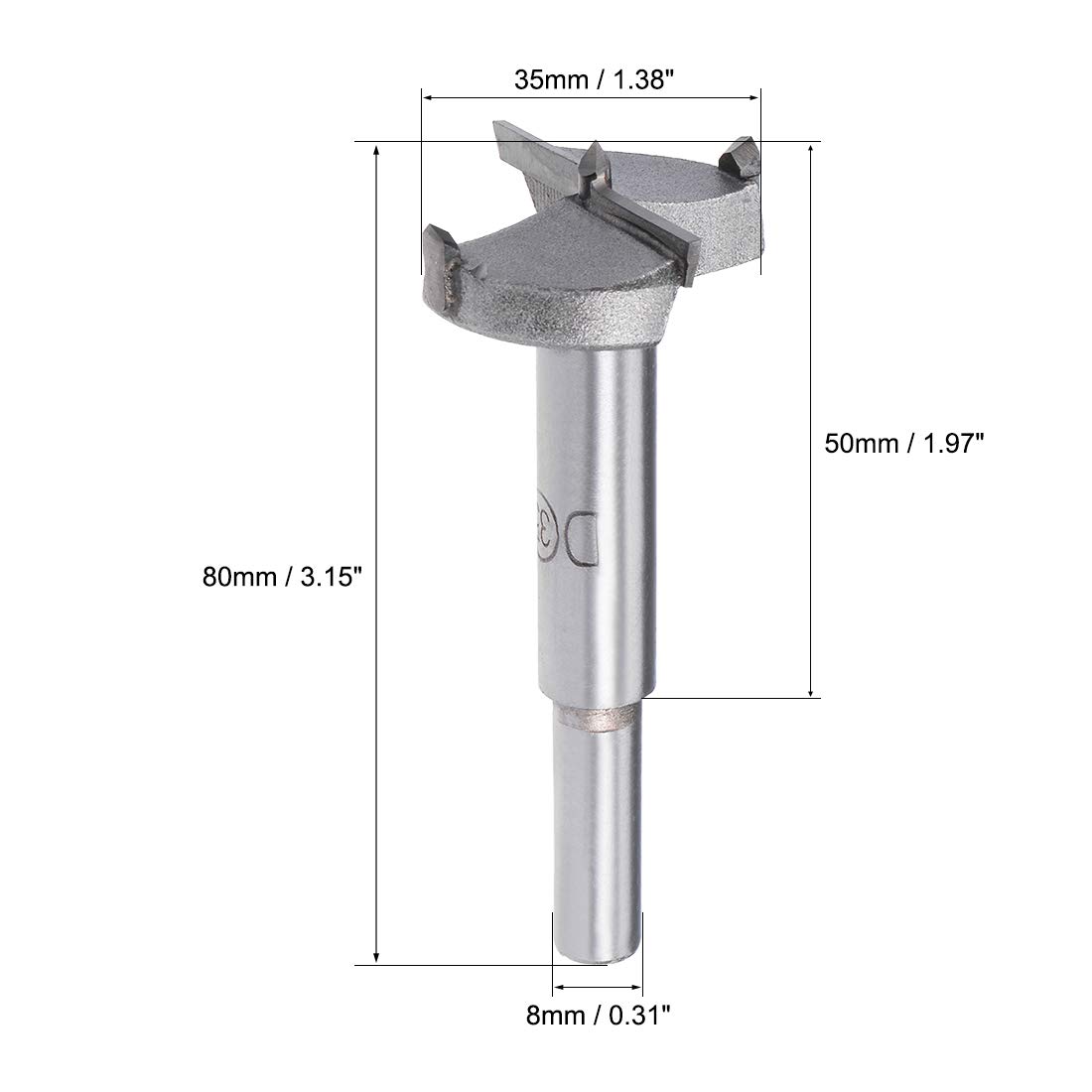 uxcell Forstner Drill Bits 35mm, Tungsten Carbide Wood Hole Saw Auger Opener, Woodworking Hinge Hole Drilling Boring Bit Cutter, 2pcs (Gray)