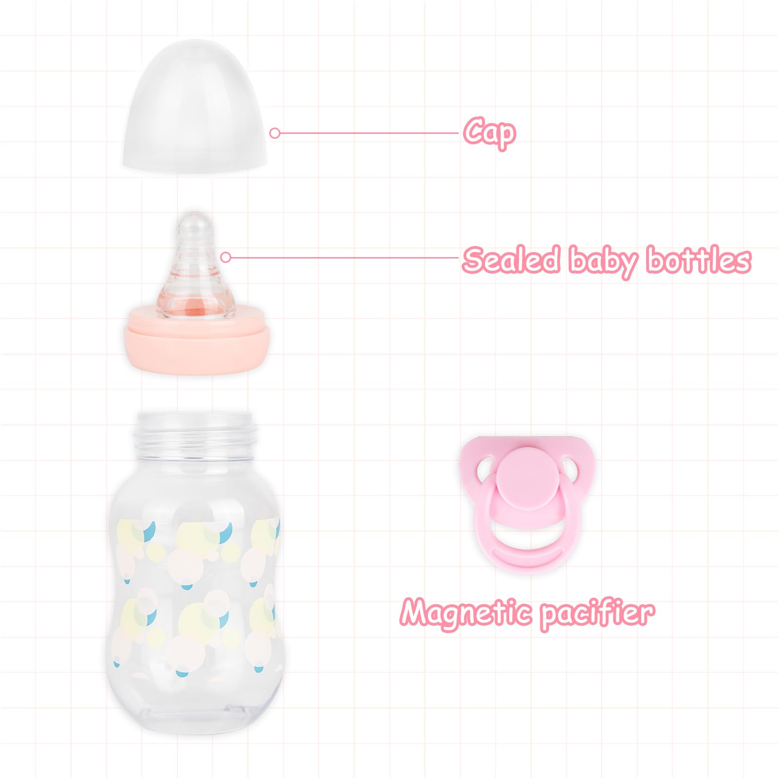 CHAREX Reborn Baby Doll Accessories Fake Feeding Bottle Sealed Matching Putty Magnetic Pacifier Baby Girl