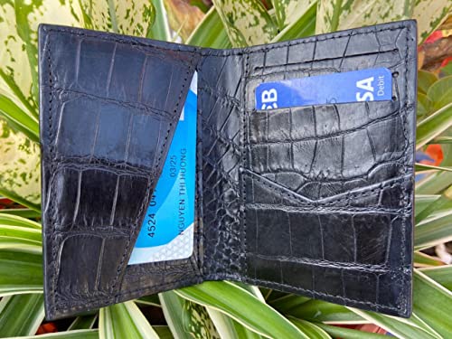 Double side Navy Blue Crocodile Alligator leather skin Credit Cardholder, leather credit cardcase, leather creditcard cover