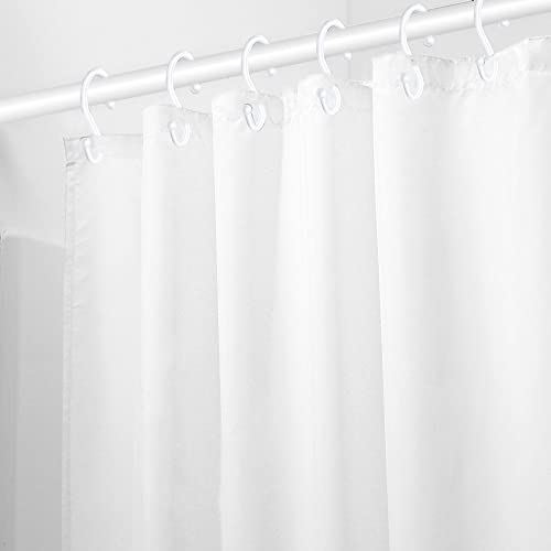 Stainless Steel S Shaped Hooks Rust Proof Set of 12 Hanger Rings for Bathroom Shower Curtain (White)