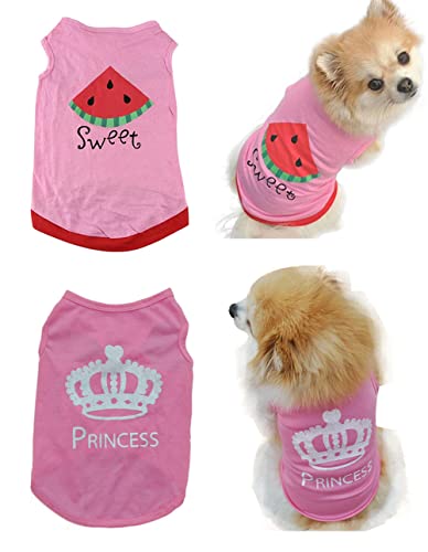 Dog Clothes for Small Girl Dogs Kitten Female Shirts for Pet Cat Apparel Clothing Pattern Tshirt 3 Pack