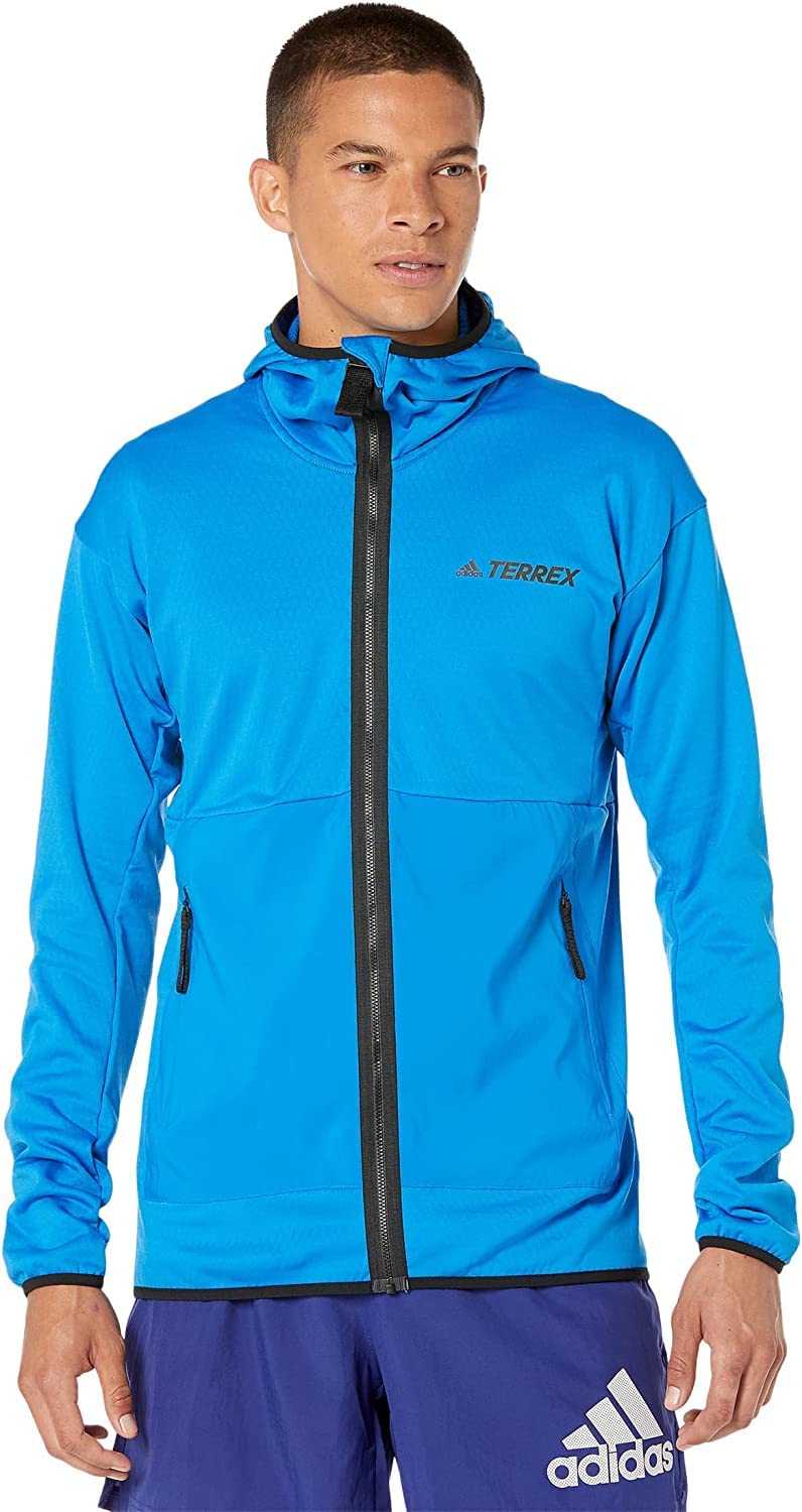 adidas Men's Terrex Tech Flooce Light Hooded Hiking Jacket, Shock Blue X-Large