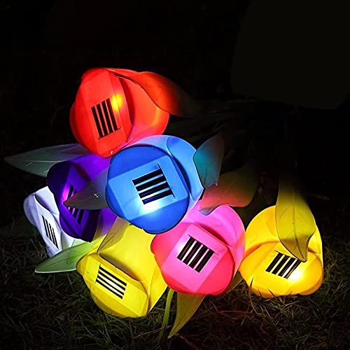 DZXCHM 6 Pcs Solar LED Light Outdoor MultiColor Solar Flower Tulip Light Bulb for Home Garden Yard Lawn Landscape Night Lamp