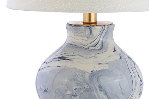 JONATHAN Y JYL3007A Holly 20.5" Marbleized Ceramic LED Table Lamp Contemporary Classic Bedside Desk Nightstand Lamp for Bedroom Living Room Office College Bookcase LED Bulb Included, Blue/White