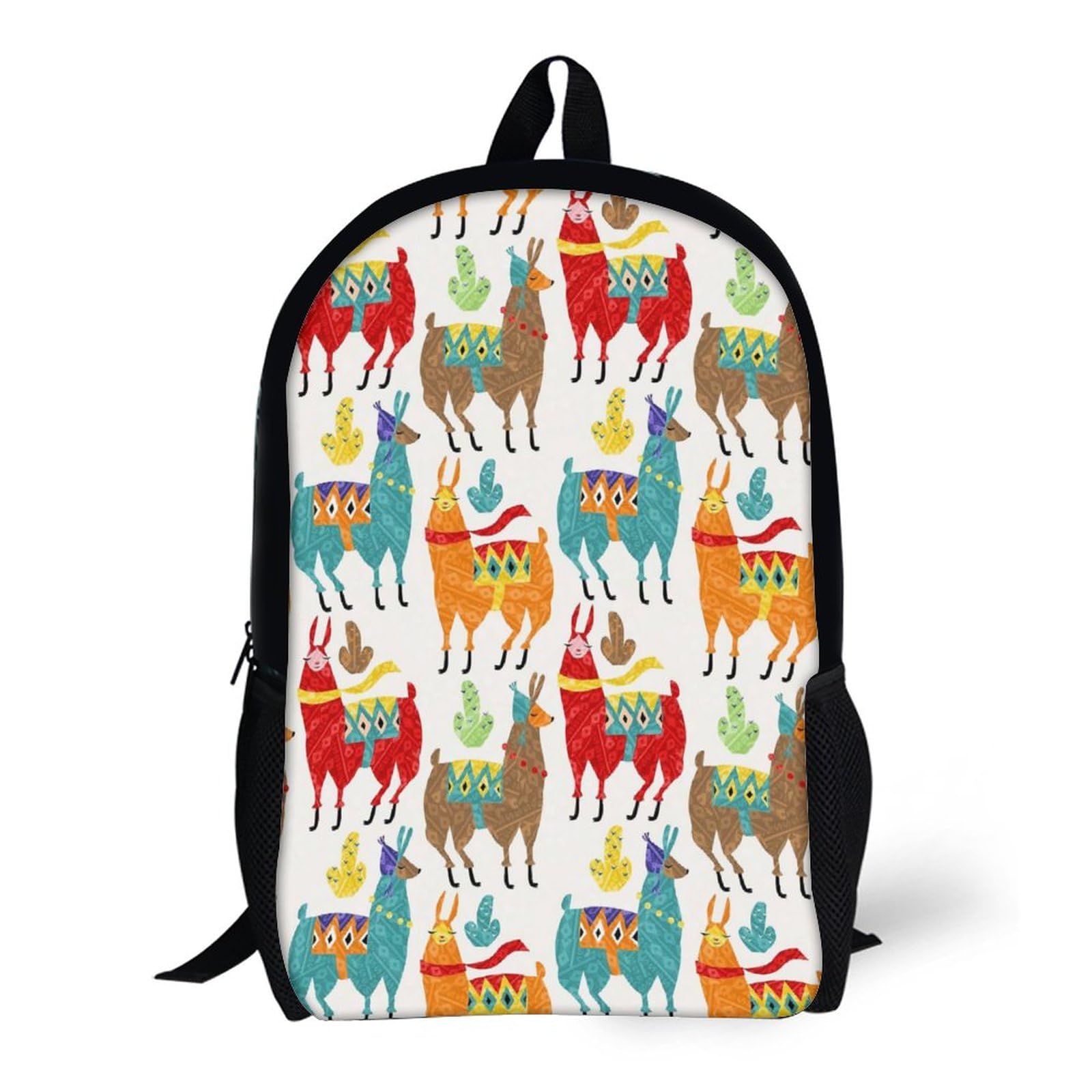 Alpaca and Llamas Travel Backpack Casual 17 Inch Large Daypack Shoulder Bag with Adjustable Shoulder Straps