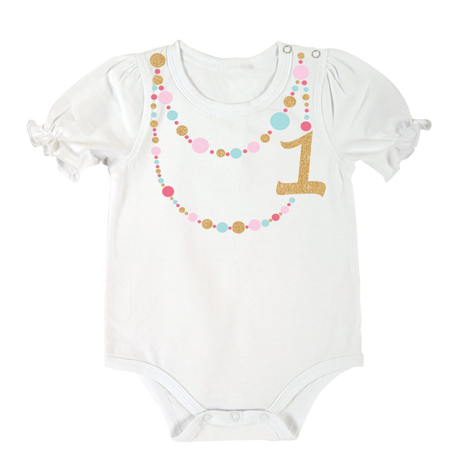 Stephan Baby Snapshirt-Style Diaper Cover, First Birthday Fancy Necklace, 6-12 Months