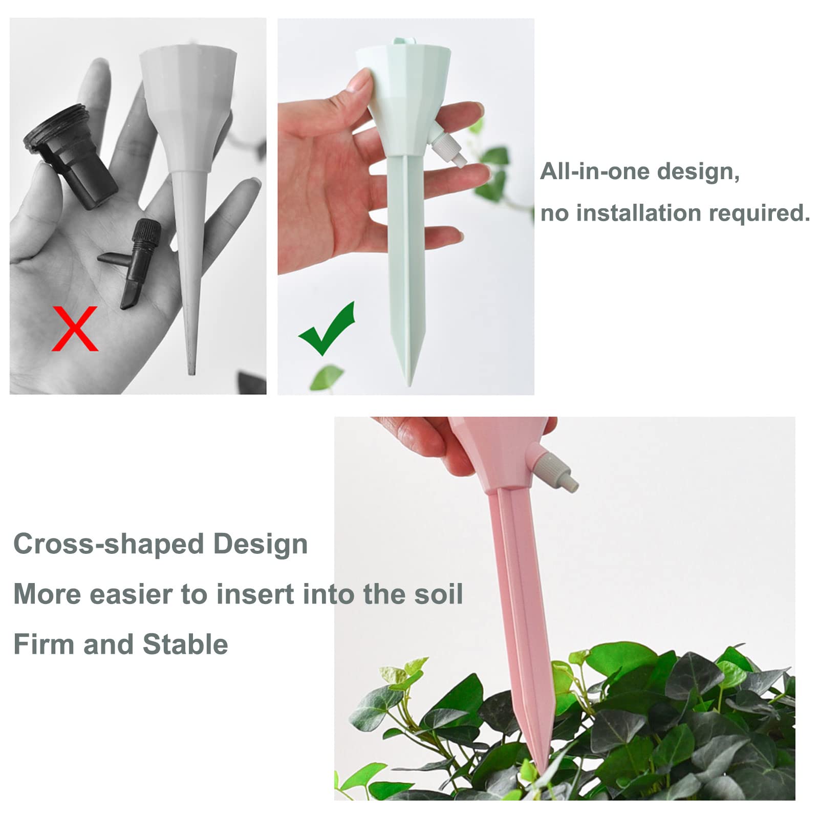 Adjustable Self Watering Spikes Planter Insert Stakes Automatic for Garden Potted Plant Drip Irrigation Device with Slow Release Control Indoor Outdoor Vacation While Away Set of 12