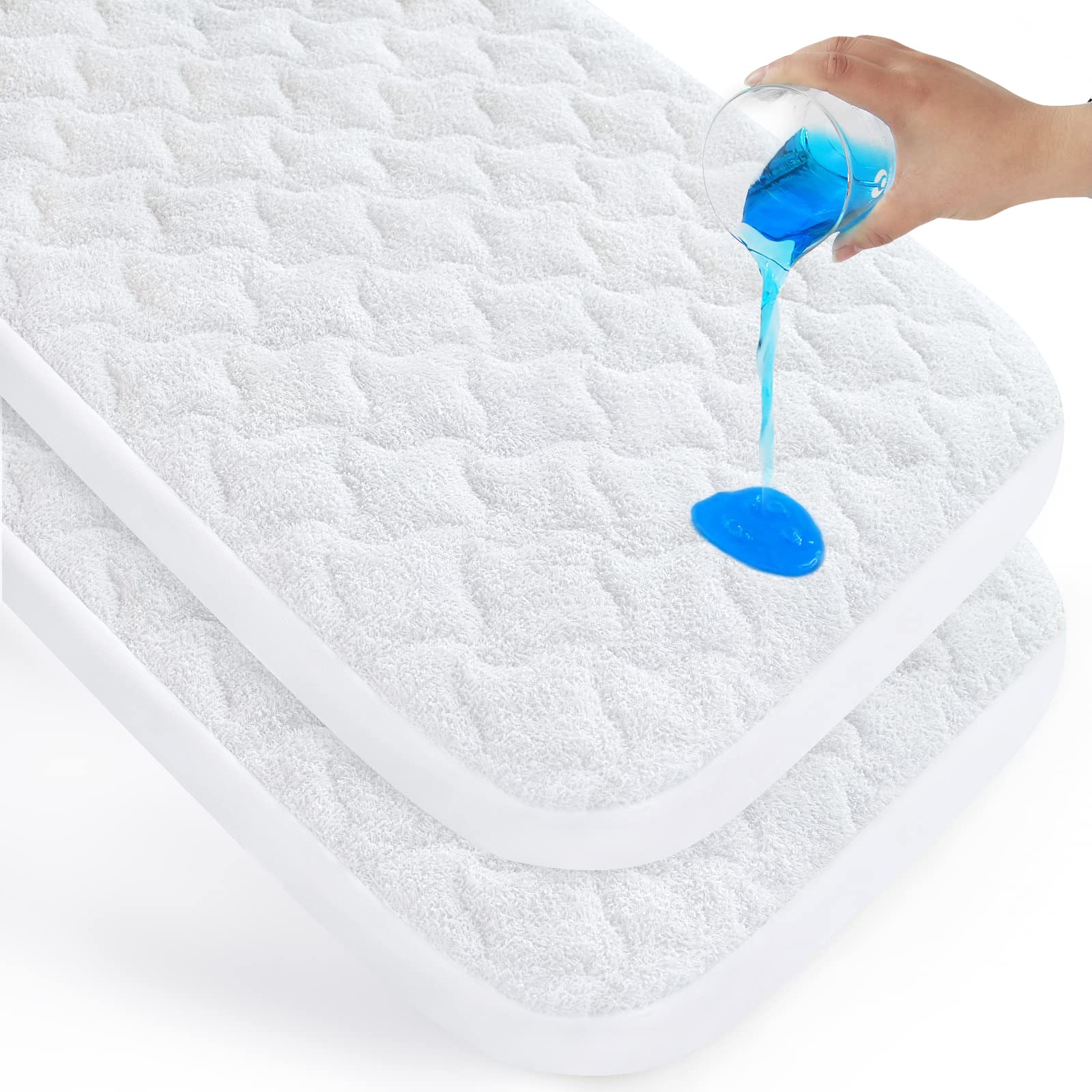 Baby Waterproof Bassinet Mattress Pad Cover and 100% Cotton Sheet(White), 20" x 28"