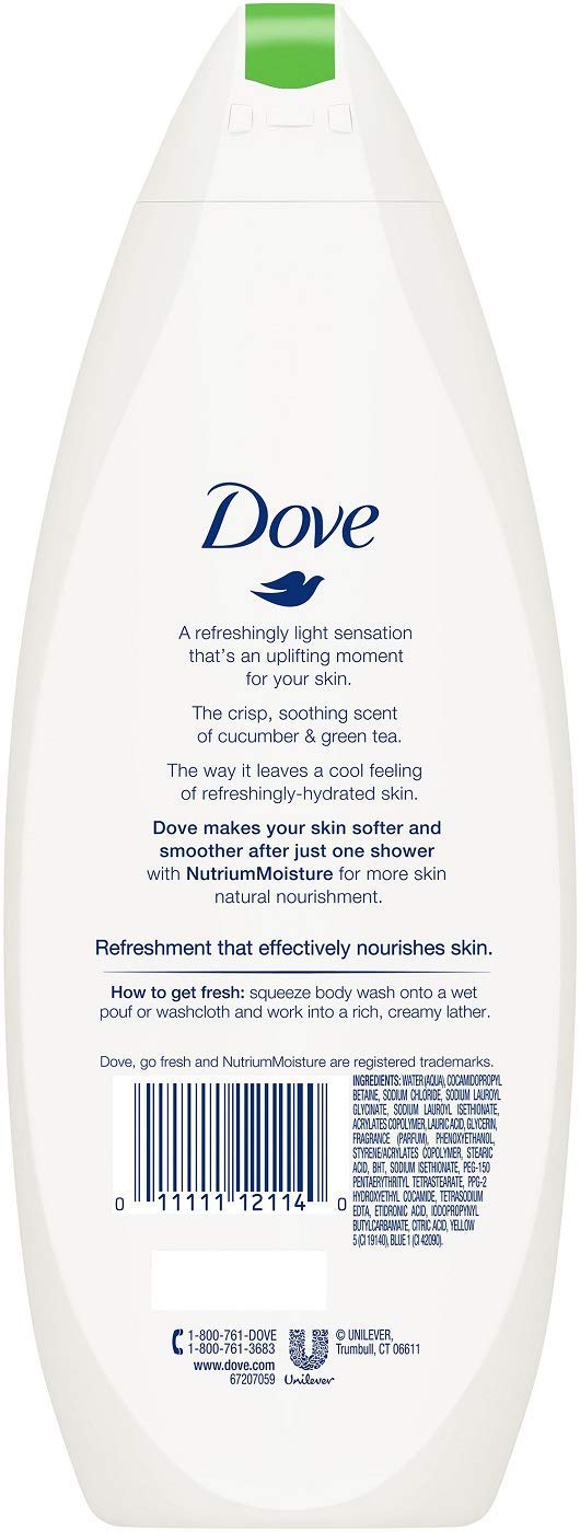 Dove Body Wash 11 Ounce Go Fresh Cucumber & Green Tea, 11 Fl Oz (Pack of 2)