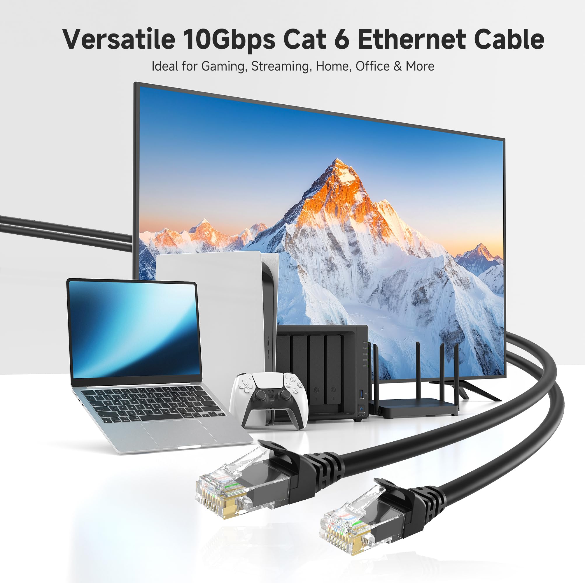 Cable Matters 10Gbps 5-Color Combo Snagless Short Cat 6 Ethernet Cable 5 ft (Cat 6 Cable, Cat6 Cable, Internet Cable, Network Cable)