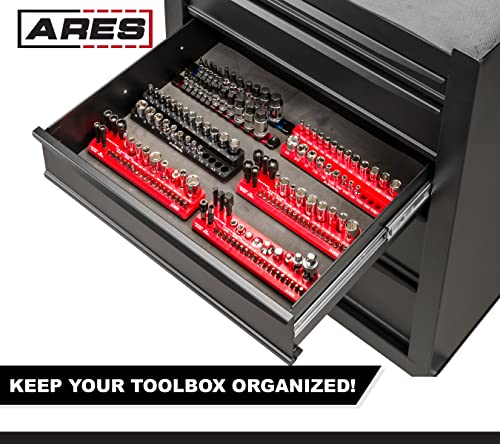 ARES 70751-34-Piece Socket Accessory Set - Includes Adapters, Universal Joints, Bit Holders, and Bits - Magnetic Organizer for Ideal Accessory Storage