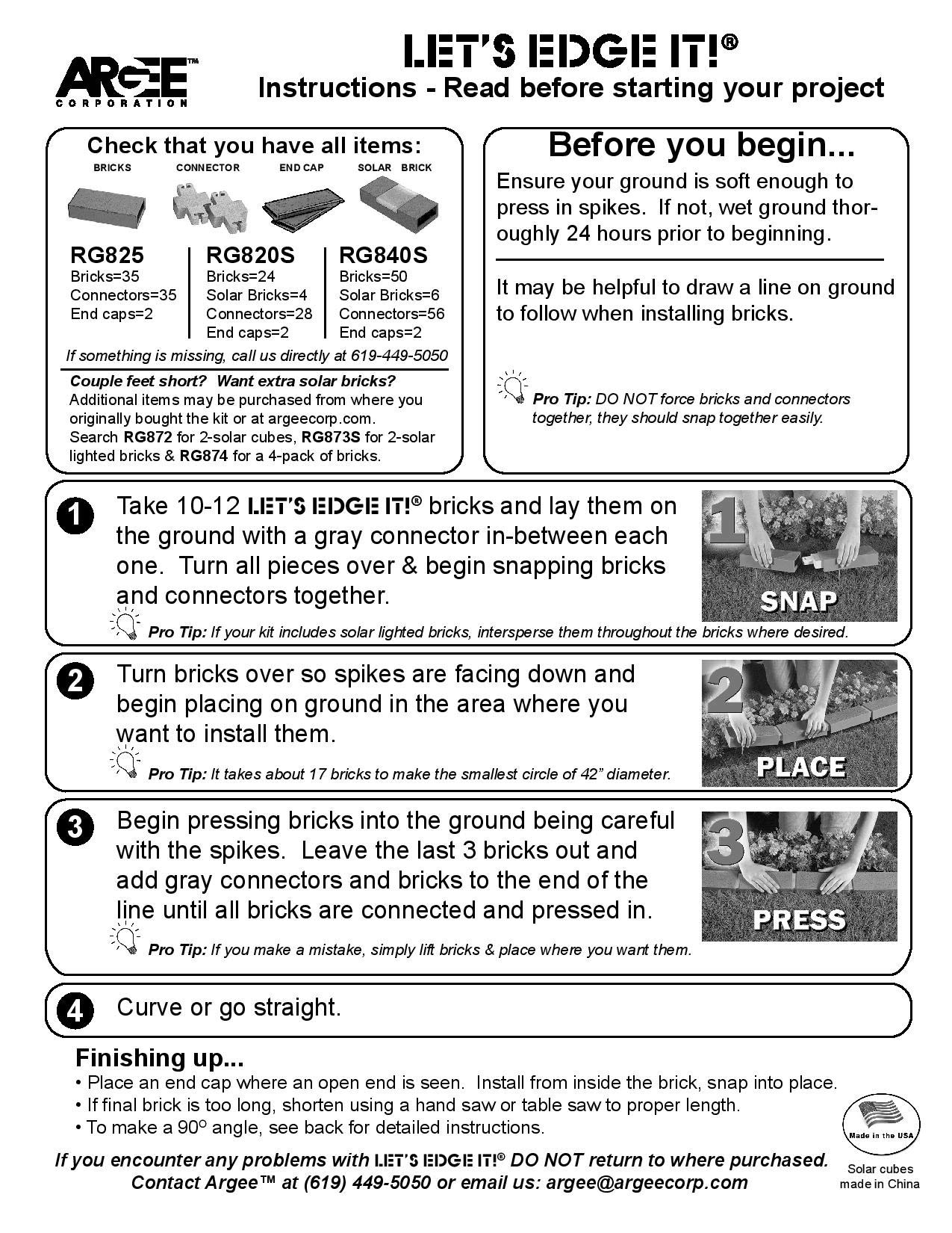 Argee RG825 Lets Edge It Decorative Plastic Brick Edging, no lights, 25 feet, Terra Cotta
