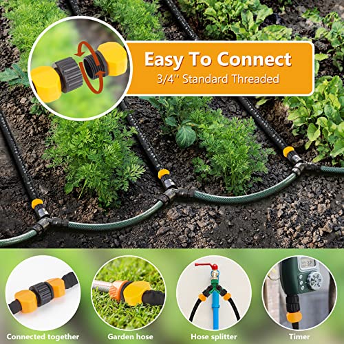 JAZIPO Premium Soaker Hose 15ft - Efficient Garden Drip Irrigation System - Heavy Duty Watering Hose Water-Saving, Linkable Sprinkler Hose, Garden Hose Kit for Consistent Watering
