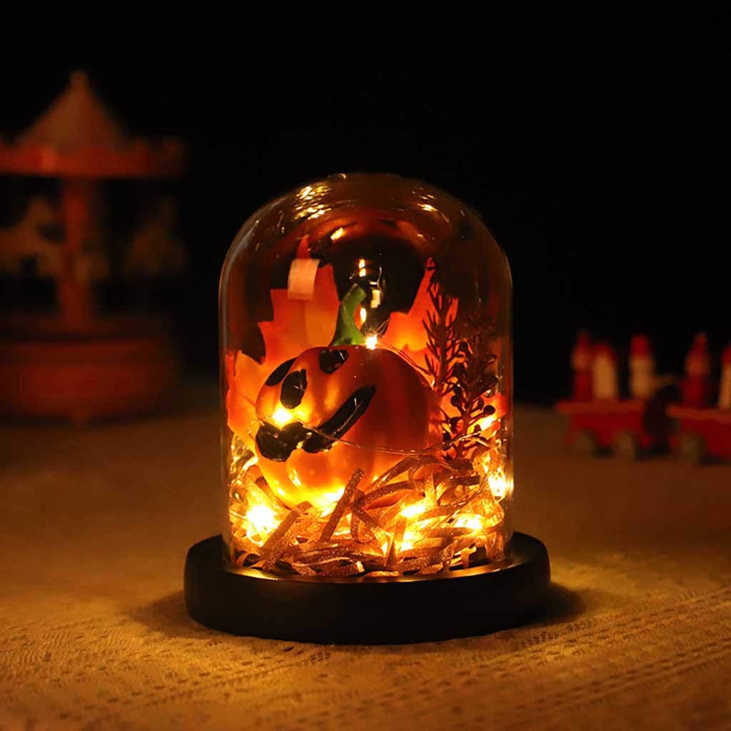 CCOOfhhc Halloween Pumpkin Lights,Glass Pumpkin Roses Halloween Smiley Pumpkin Shade Halloween Decoration