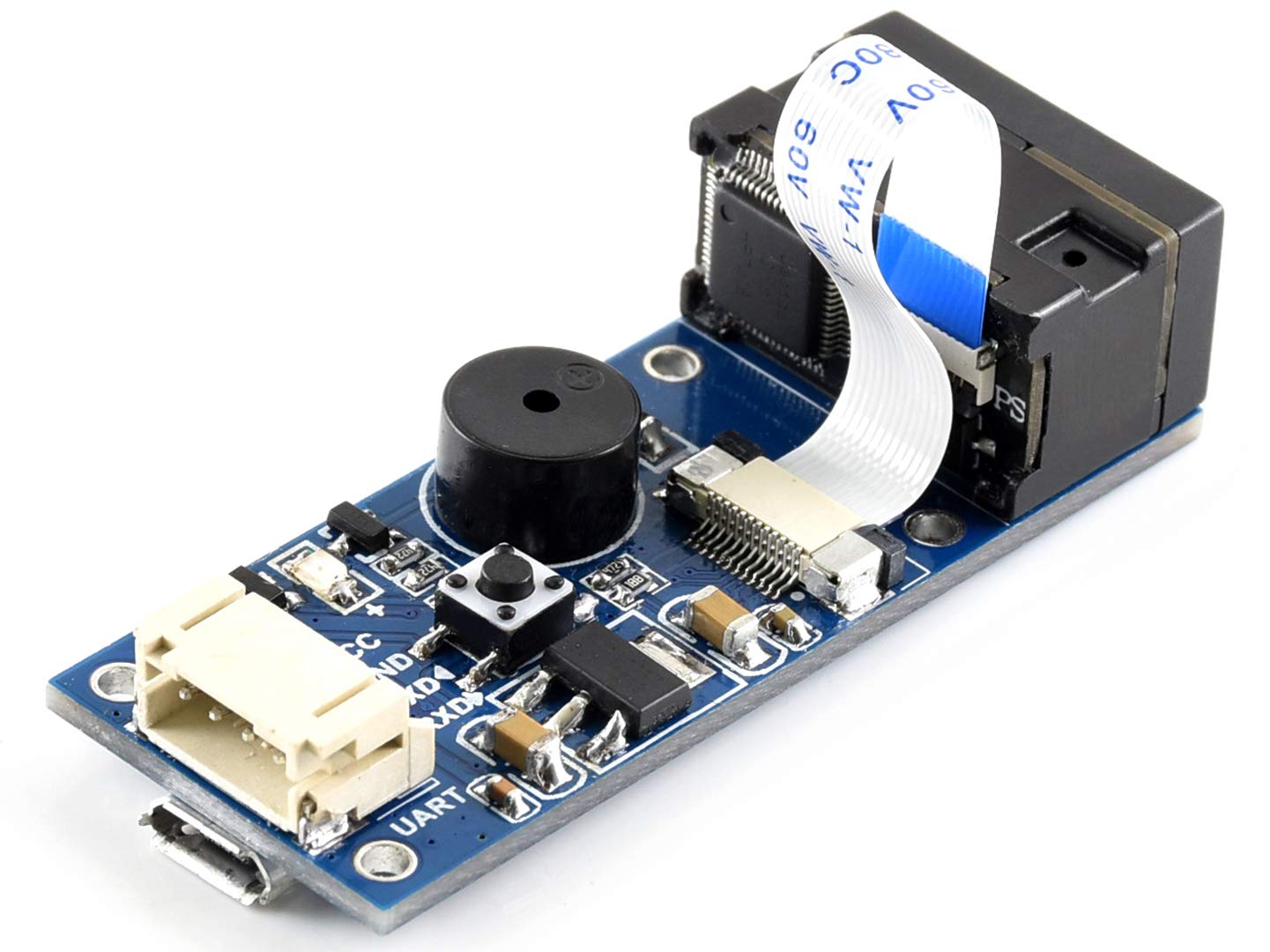 Barcode Scanner Module, 1D/2D Codes Reader Decode Barcode, QR Code etc Onboard Micro USB and UART Interface Plug into a Computer Directly or Other Device Onboard Light Source can Work in The Dark