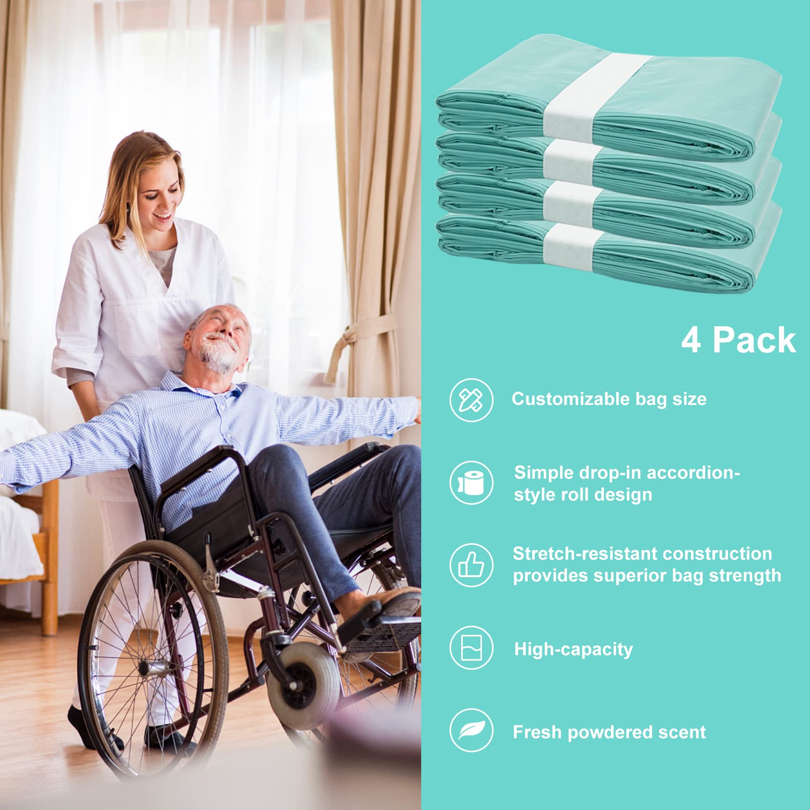 8 Pack Adult Diaper Liner Refills Compatible with Janibell Akord 280 Slim Model Adult Diaper System, A Single Liner Pack Will Last for Over 500 Adult Briefs Using