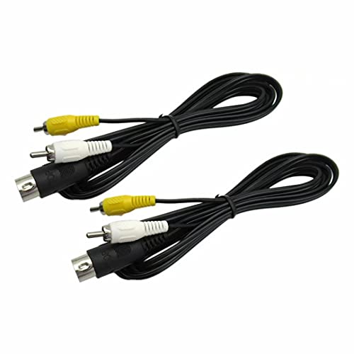 BLUE ELF Pack of 2 New 6FT RCA TV AV Audio Video Cord Cable for Sega Genesis & Sega Master System