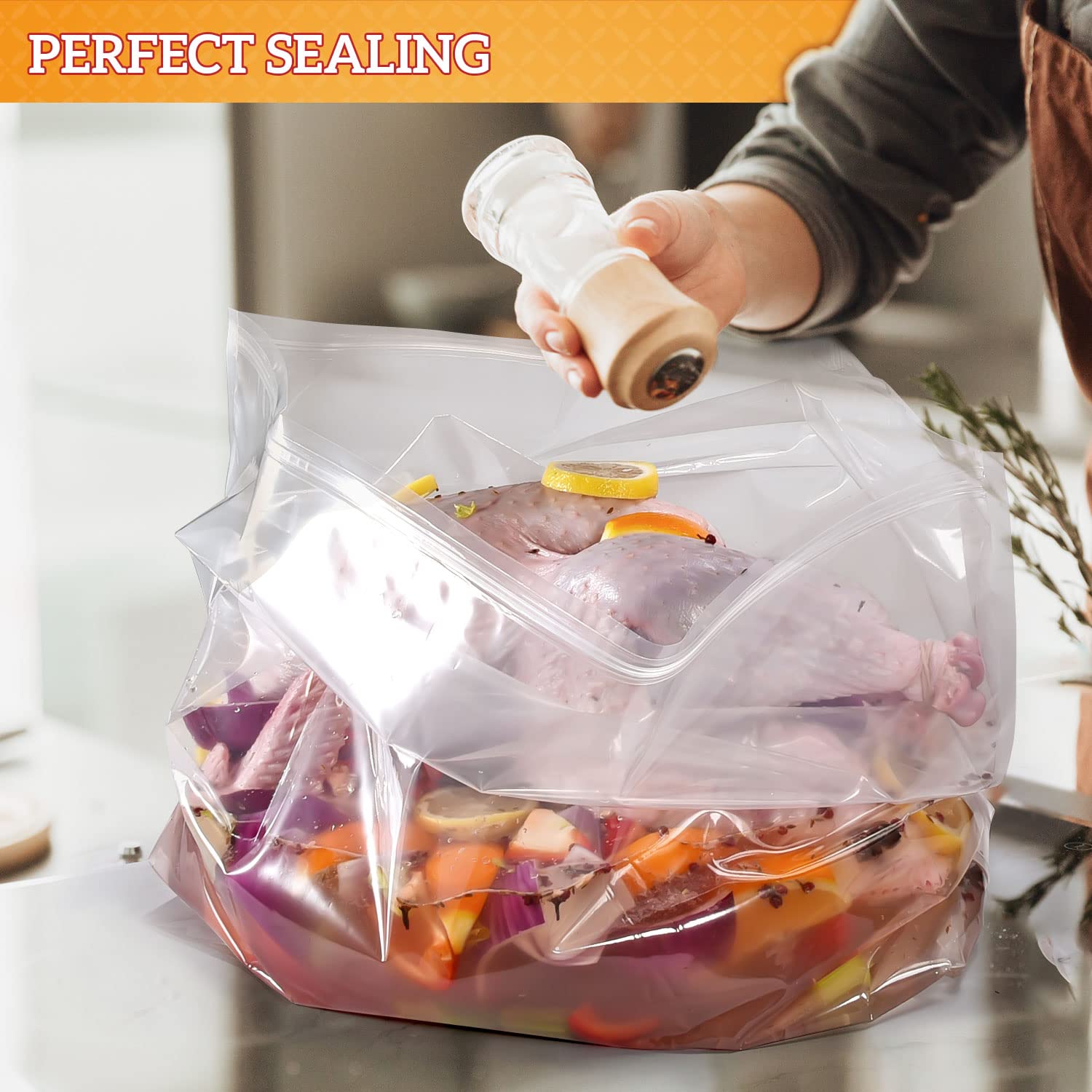 ARATHA Turkey Brining Bags, 26"×22", 2 Pack, Double Zip Lock Thicker Brine Bags with 2 Cotton Strings, Extra Large Brining Bag Fits for Turkey, Chicken, Beef, Fish, Lamb, Pork, Holds Up to 35LB