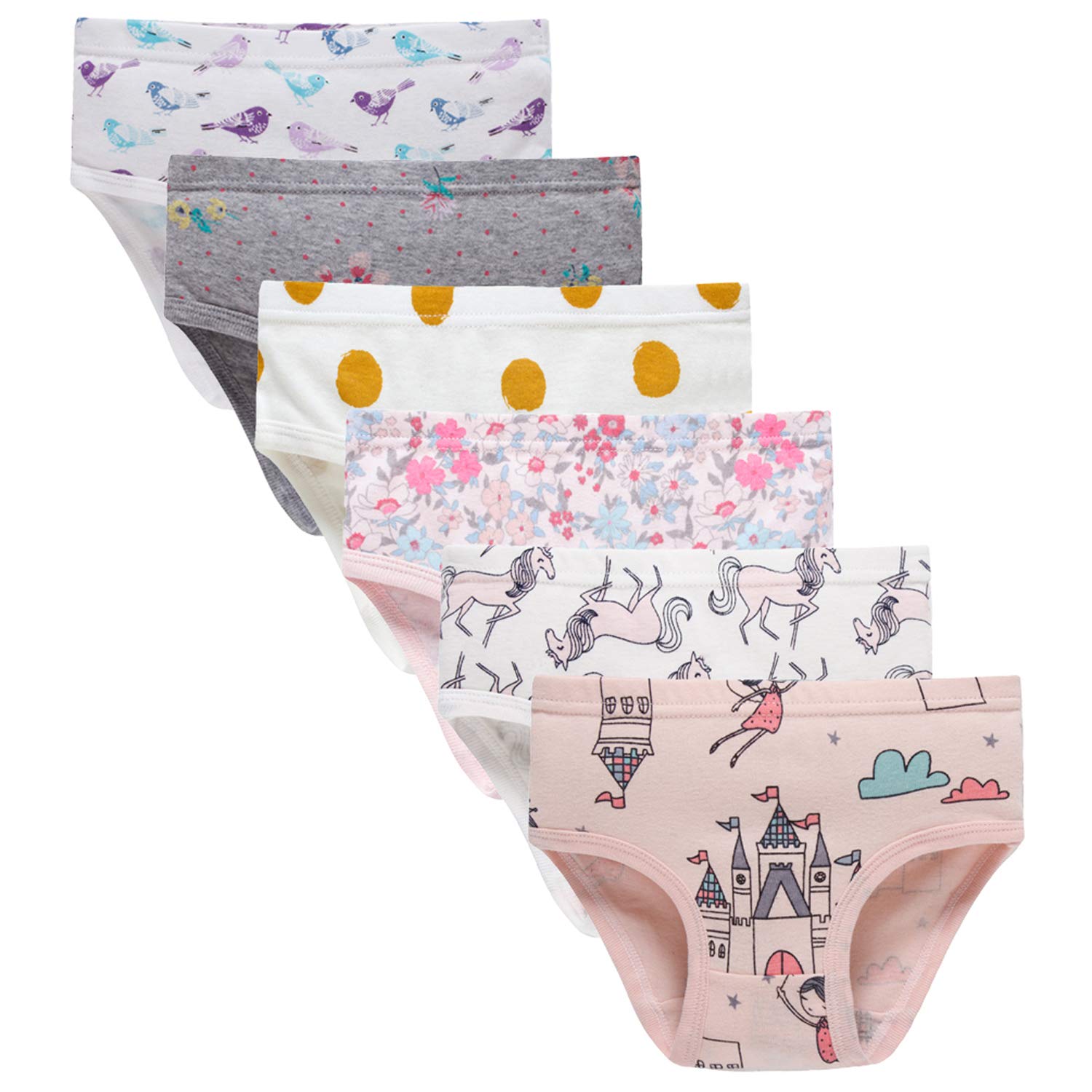 Sladatona Little Girls' Soft Cotton Underwear Bring Cool, Breathable Comfort Experience Panty 2-3t Gray White
