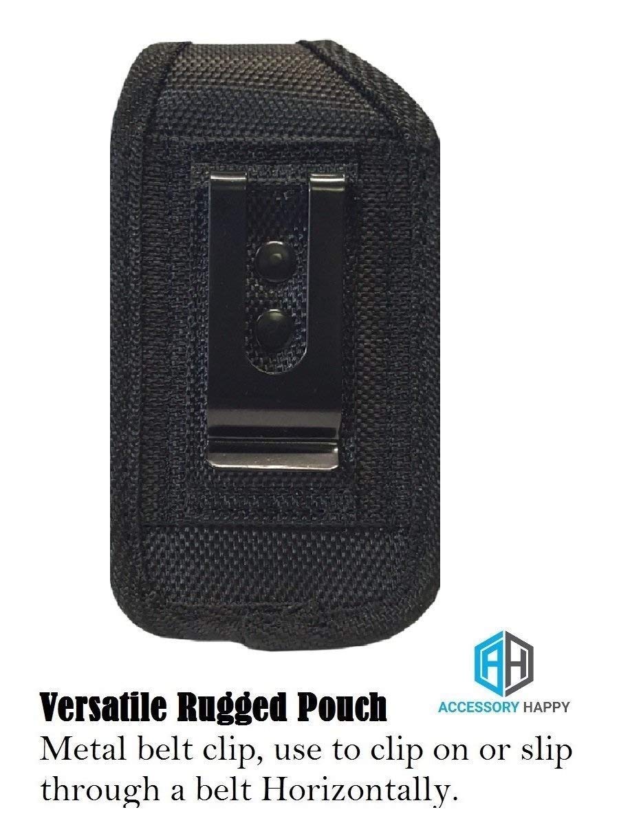 AH Small Horizontal Leather Pouch, Holster Flip Phone with Belt Clip Belt Loop Case Fits LG B470 Kyocera Cadence LTE Alcatel Go Flip/MyFlip FLIP Palm Phone Jitterbug and Most Flip Phones