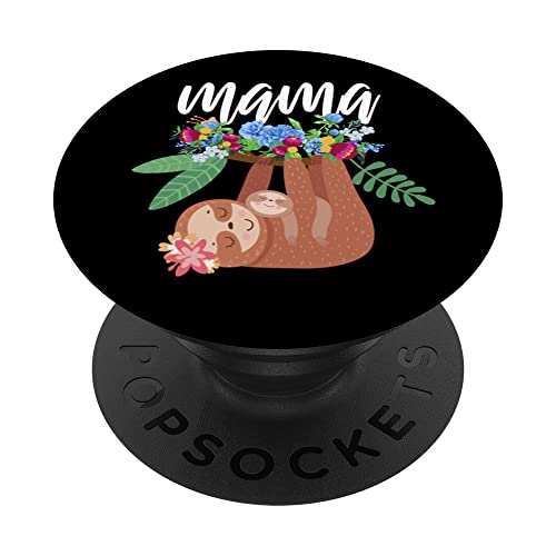 Flowers Mom & Baby Sloth Mama Animal Mother's Day Mommy kids PopSockets Swappable PopGrip