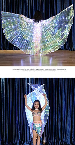 Cegduyi Children LED Butterfly Wings Belly Dance Costumes Glowing Performance Clothing with Telescopic Stick