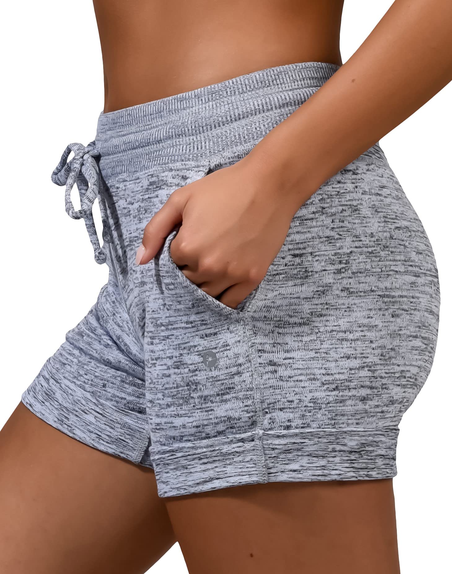 90 Degree By Reflex Soft and Comfy Activewear Lounge Shorts with Pockets and Drawstring for Women - Black - Small