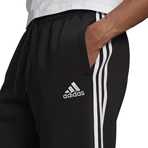 adidas Men's Size Essentials Fleece Open Hem 3-Stripes Pants, Black (2021), X-Large Tall