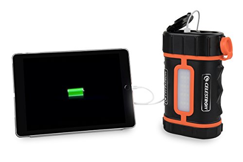 Celestron - PowerTank Lithium Pro Telescope Battery – Rechargeable Portable 12V Power Supply for Computerized Telescopes – 17 hour capacity/ 158.74Wh - Red/White LED Light - 2 USB Ports, Black(18768)