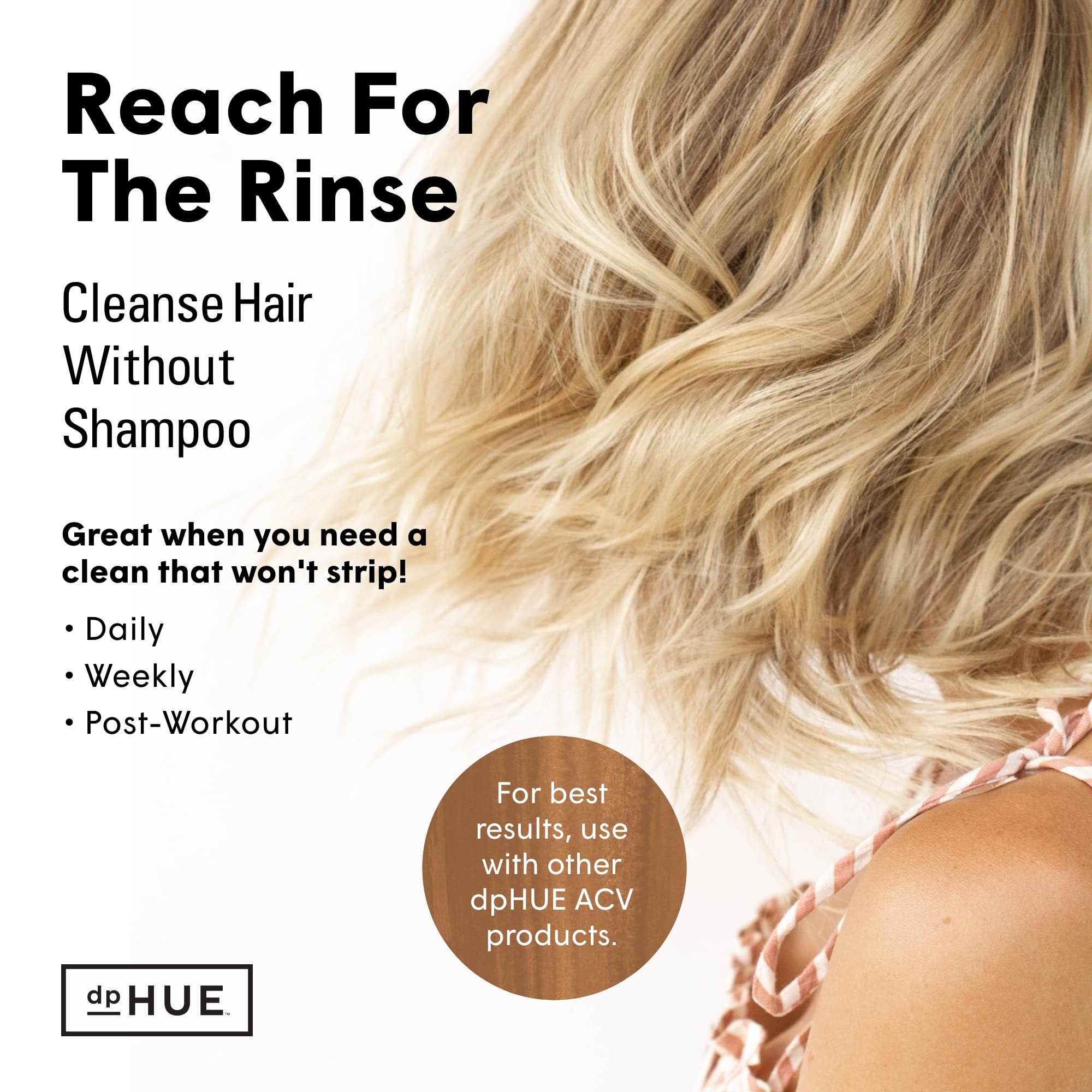 dpHUE Apple Cider Vinegar Hair Rinse, 8.5 oz - Shampoo Alternative & Scalp Cleanser - Removes Buildup & Protects Natural Hair Oils