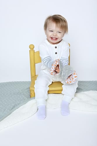 Handsocks Plushy Stay On Strap-Free No-Scratch & Warmth Mittens (Toddler Size. Bicep Should be 5.5"-9.0"), Felix (Grey/Foxes) - One Pair…