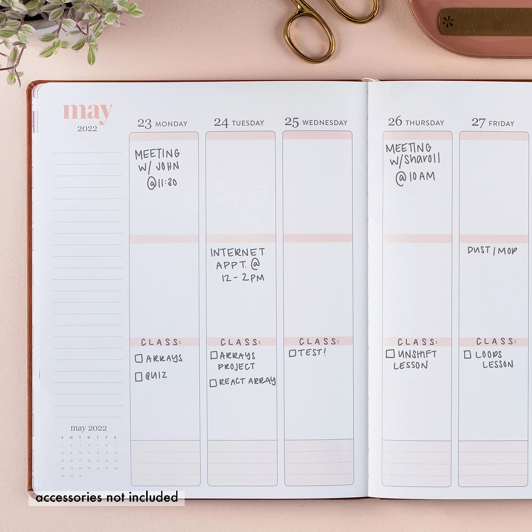 8” x 10” 12 Month Soft Bound Life Planner ( Jan 2022 – Dec 2022 ) – Camel Cover + Mid Century Circles Interior Pages. Vertical Weekly and Monthly Agenda by Erin Condren