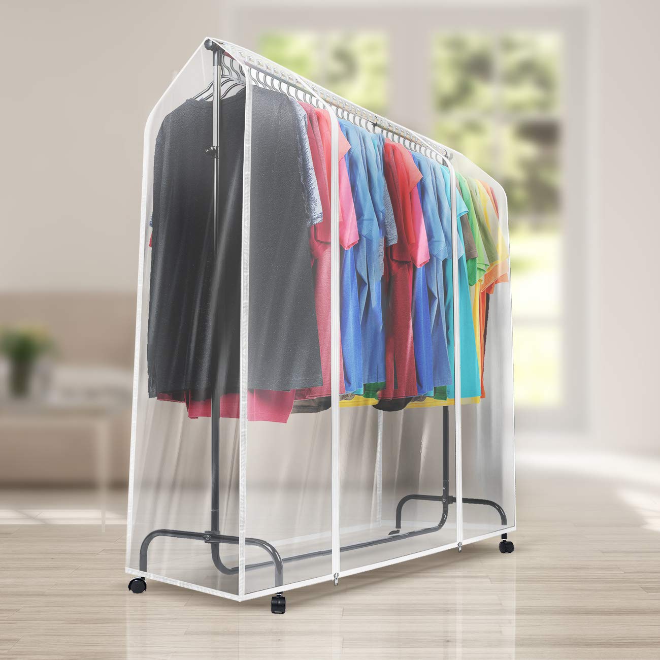 Sorbus Garment Rack Cover - 6 Ft Transparent Clothes Rail Cover, Garment Coat Hanger Protector Clothing Storage for Dresses, Suits, Coats, and more