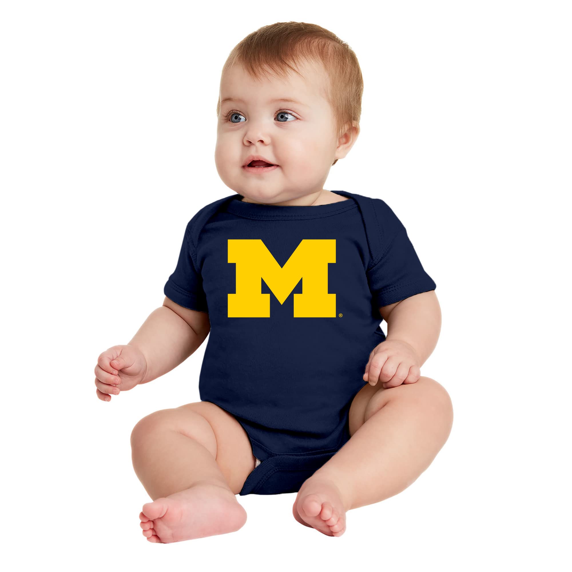 UGP Campus Apparel YC02 - Michigan Wolverines Primary Logo Creeper Infant Creeper Bodysuit - Newborn - Navy