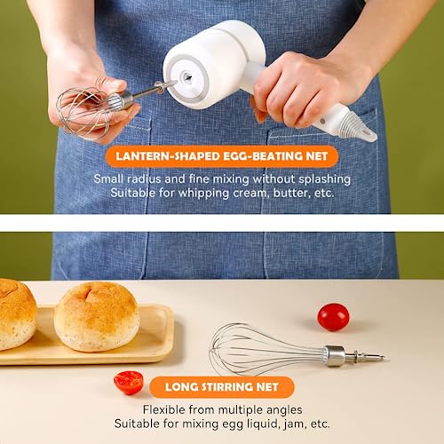 Good Dee's Portable Electric Cordless Handheld Mixer, 3-Speed Adjustable Lightweight USB Rechargeable Hand Mixer Stainless Steel (White)