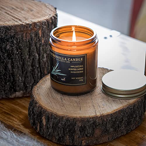 CHLOEFU LAN Citronella Candles Outdoor & Indoor 100% Soy Wax Jar Candles 45 Hours Burning Decorative Candles for Garden Camping Patio,Summer Candles,Highly Scented, 7.1 Oz, 2 Pack